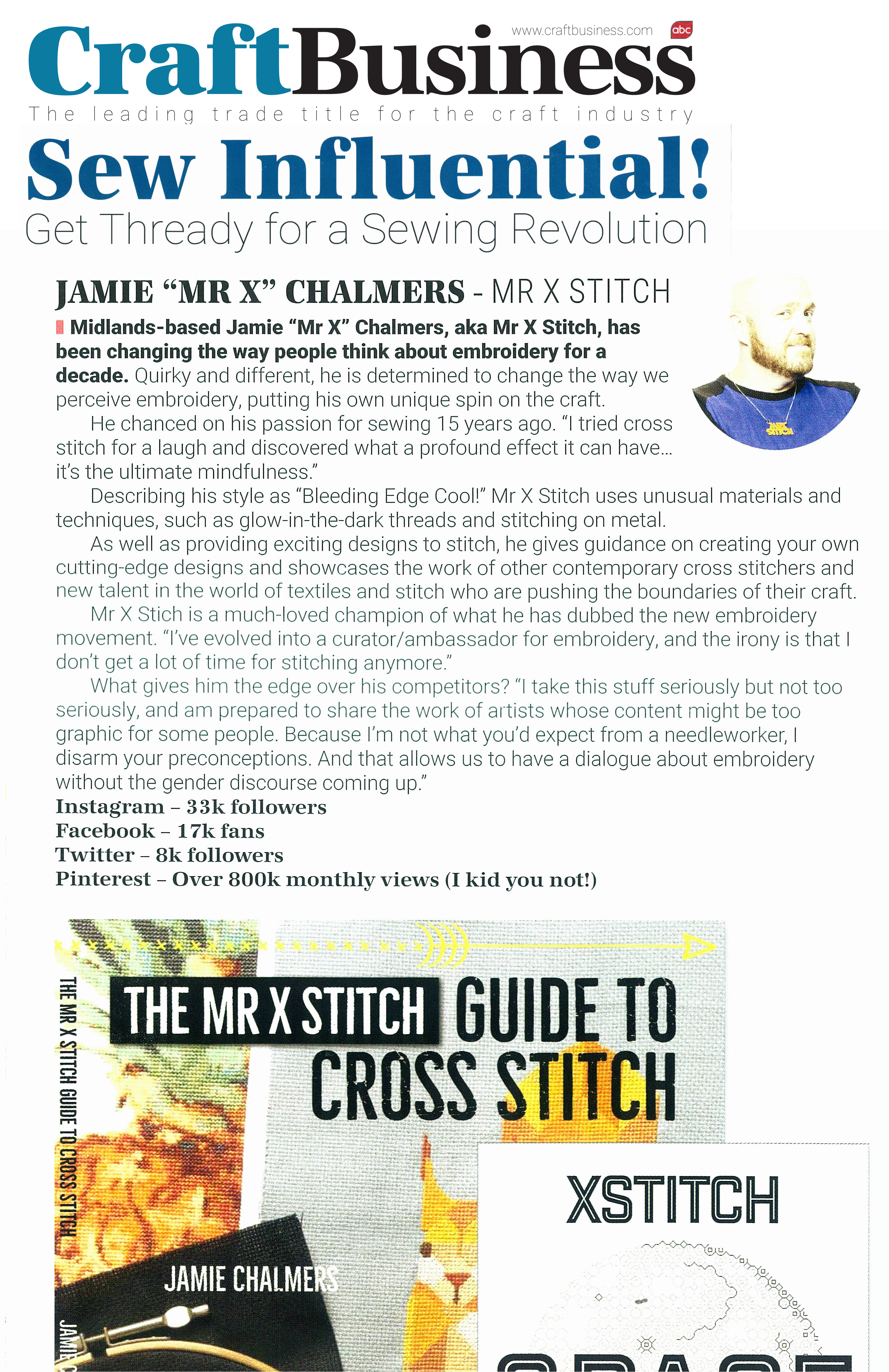 Search Press | The Mr X Stitch Guide to Cross Stitch by Jamie Chalmers